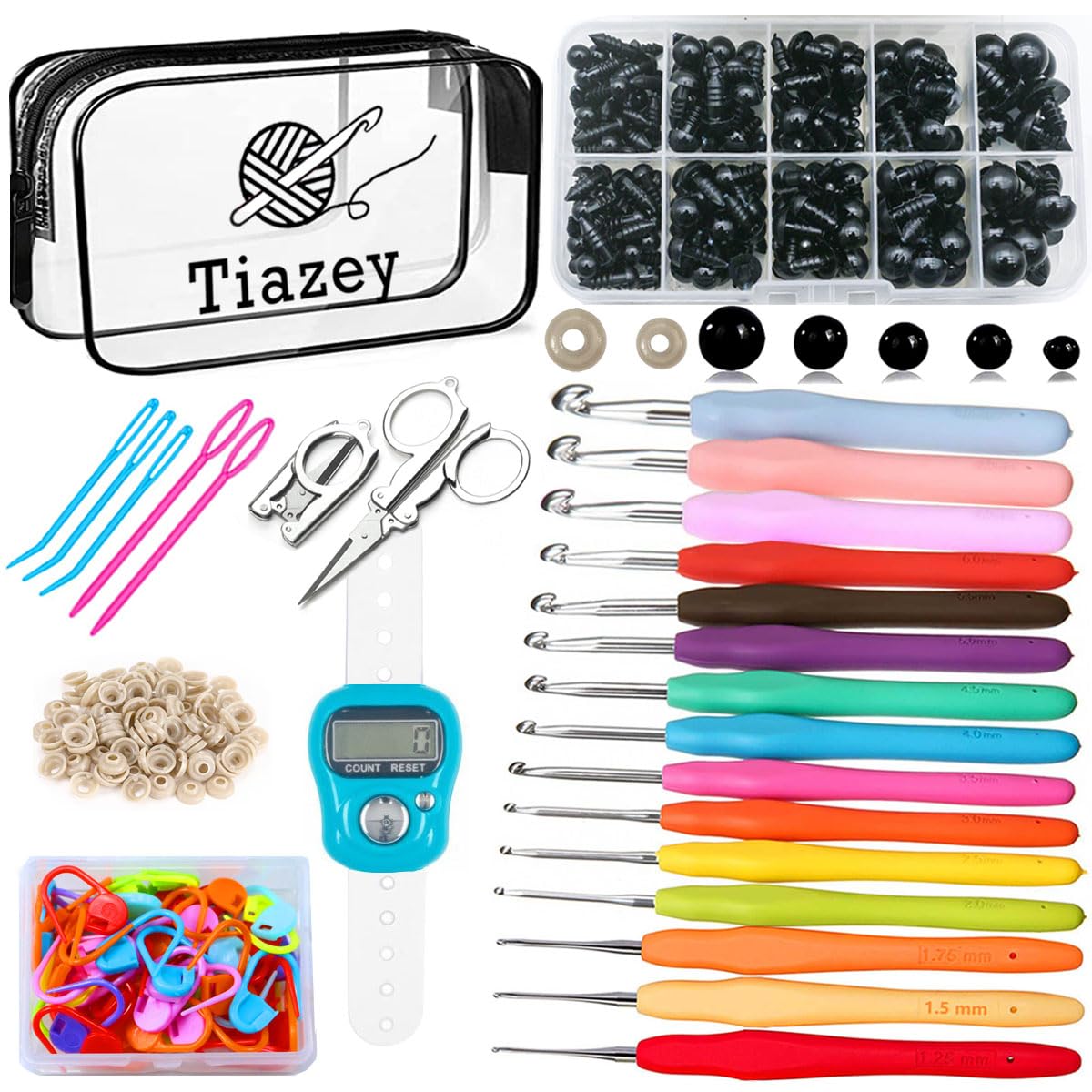 Amazon.com: Tiazey 15 Sizes Crochet Hook Set with Case,300pcs Variety ...