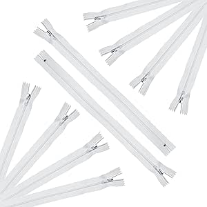 Trimz 10 Pcs 60cm White One Way Zippers with 4mm Teeth Polyester 60cm : Amazon.fr: Home & Kitchen