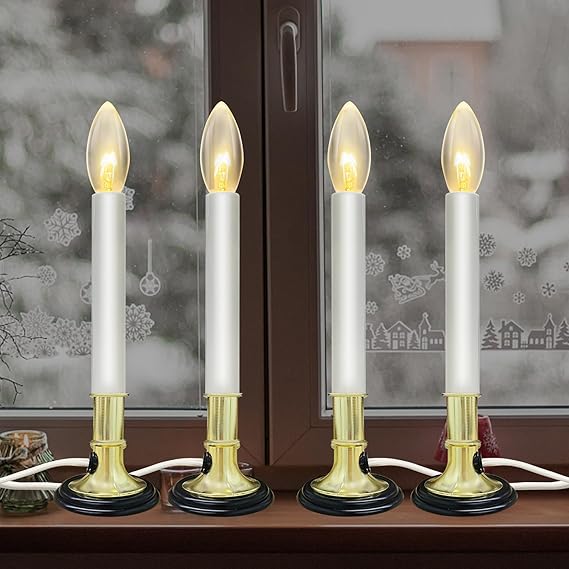 Amazon.com: Christmas Electric Window Candle Lights with Gold Plated ...