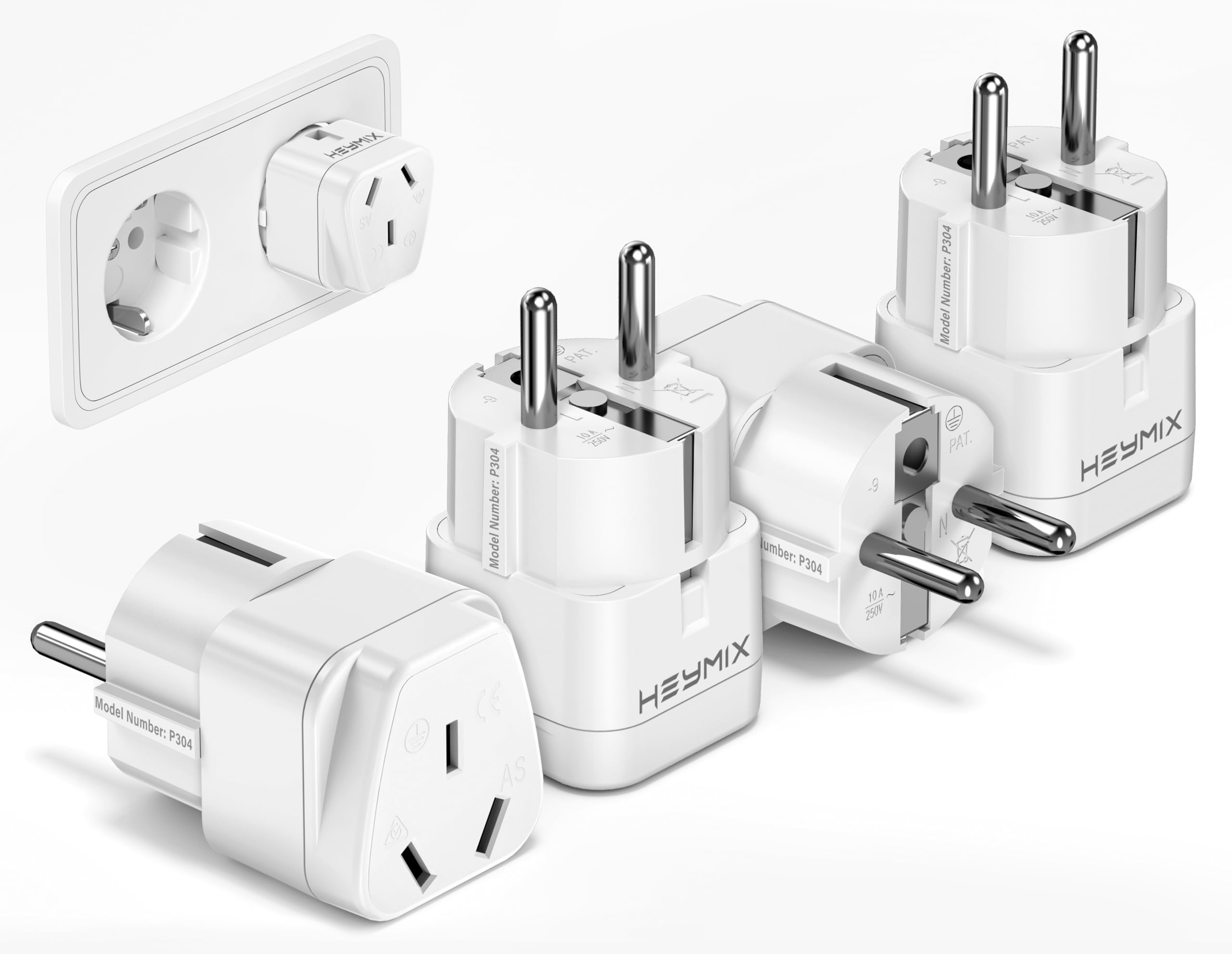 HEYMIX Travel Adapter EU 4-Pack,Australia to European Power Adapters ...