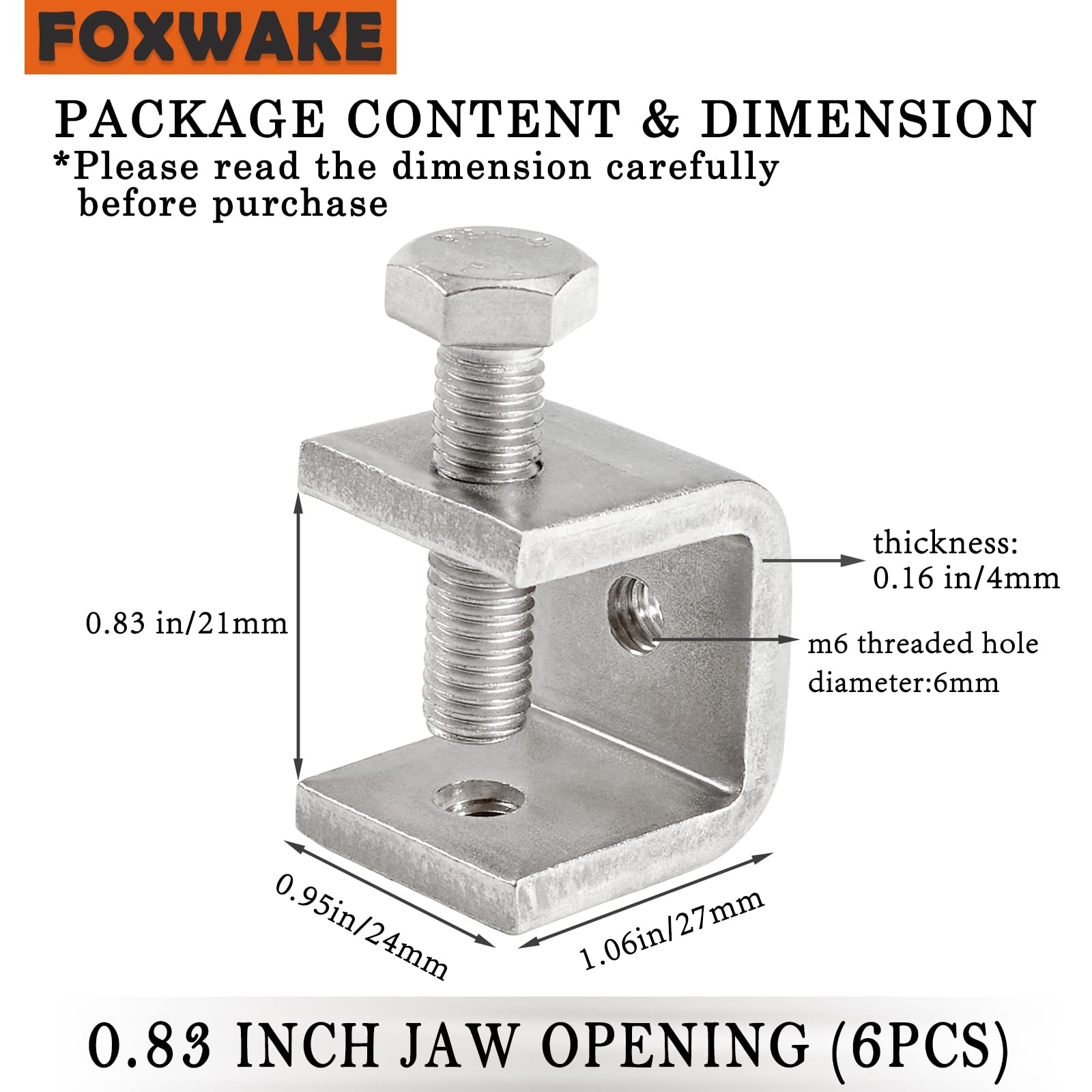 Snapklik.com : Foxwake Mini C Clamps Stainless Steel 0.83 Inch For ...
