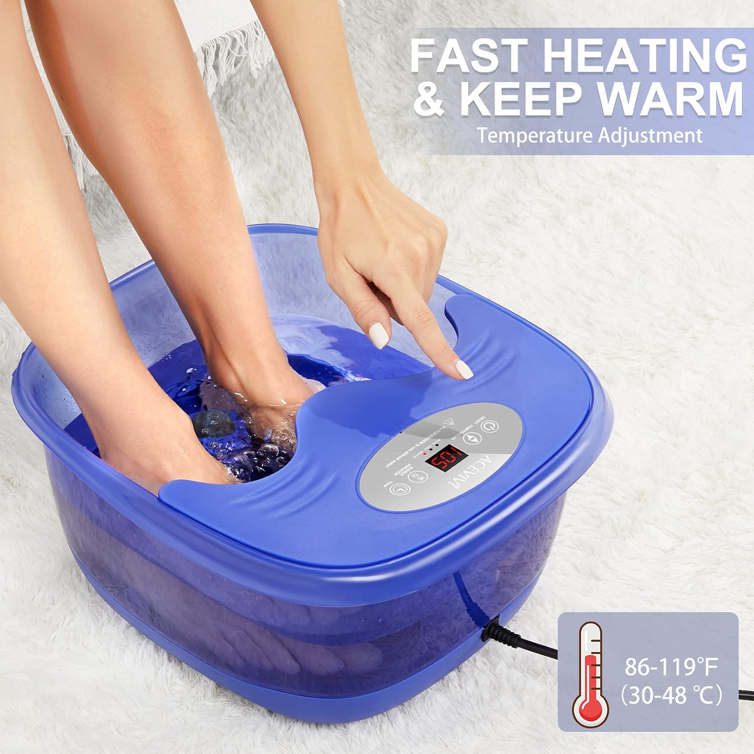 ACEVIVI Homedics – Spa de pies con calor y masaje, bañera de spa de ...