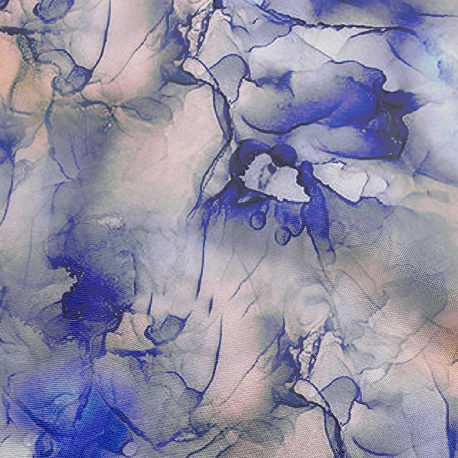 Amazon.com: oneOone Cotton Cambric Blue Fabric Abstract Floral Sewing ...