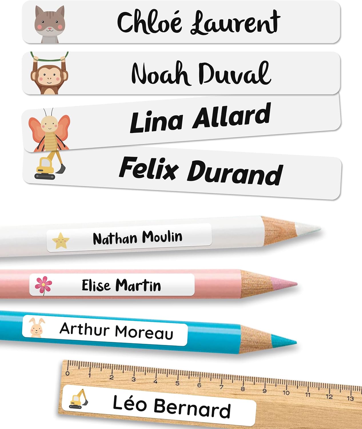 melu kids® Étiquettes autocollantes personnalisées pour l'école et la ...