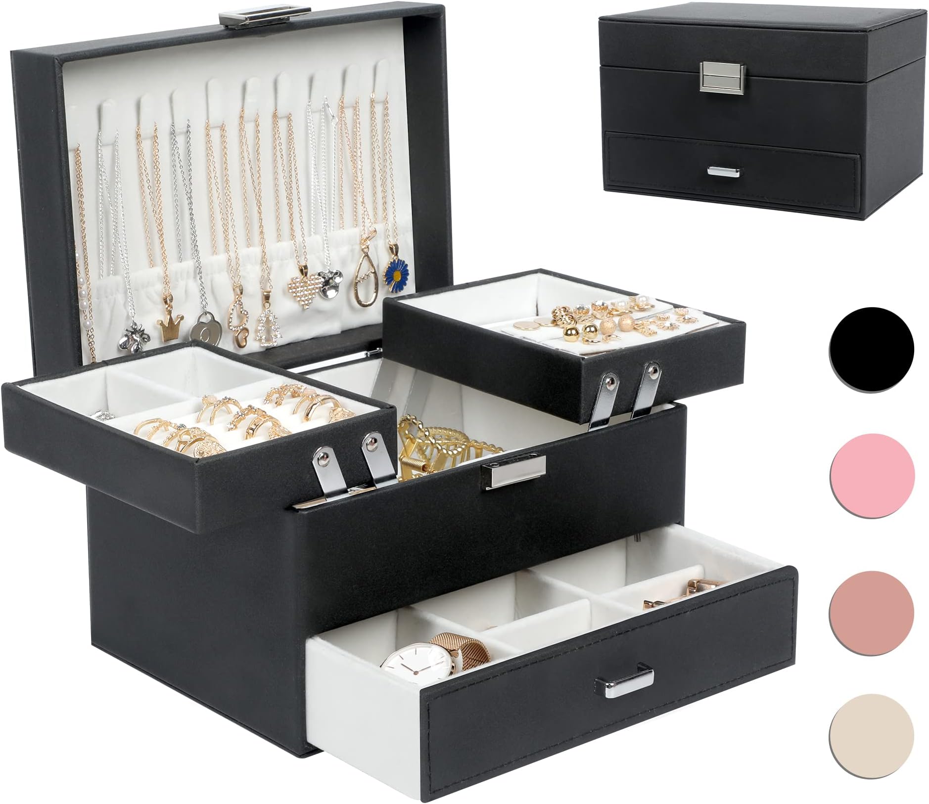 Amazon.com: Homde Jewelry Organizer with Transparent Window Necklace ...