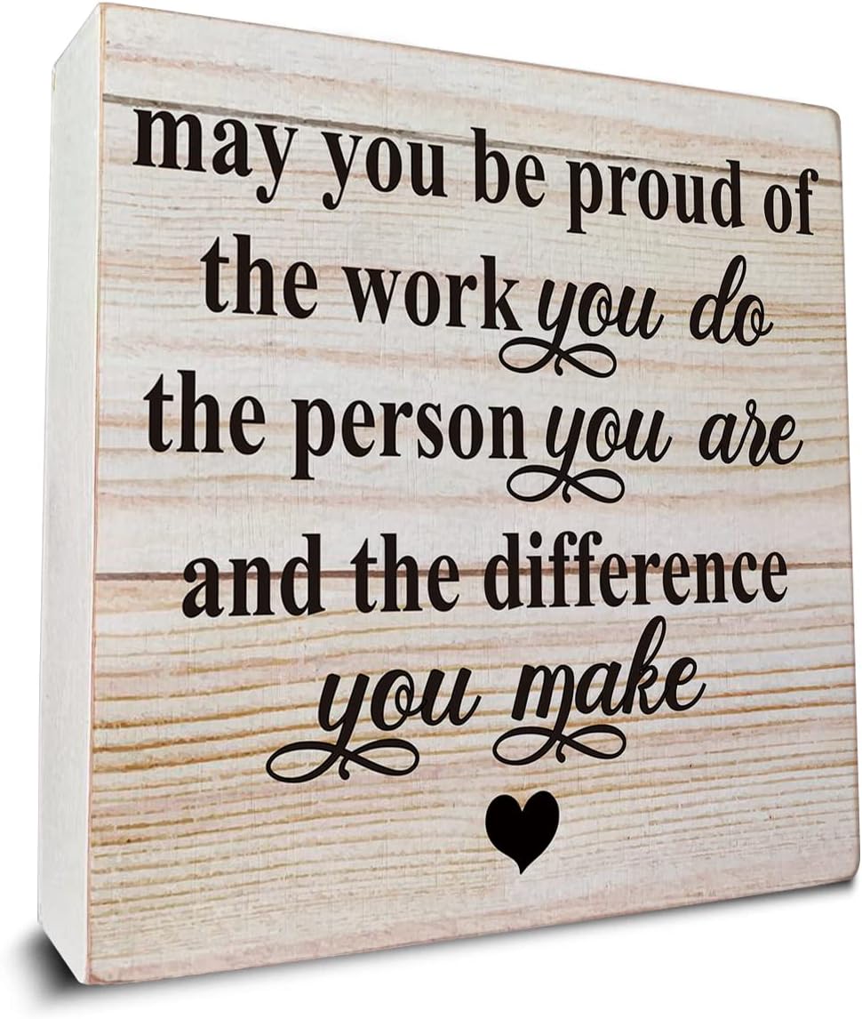 Amazon.com: Inspirational Office Wood Box Sign Desk Decor,Motivational ...