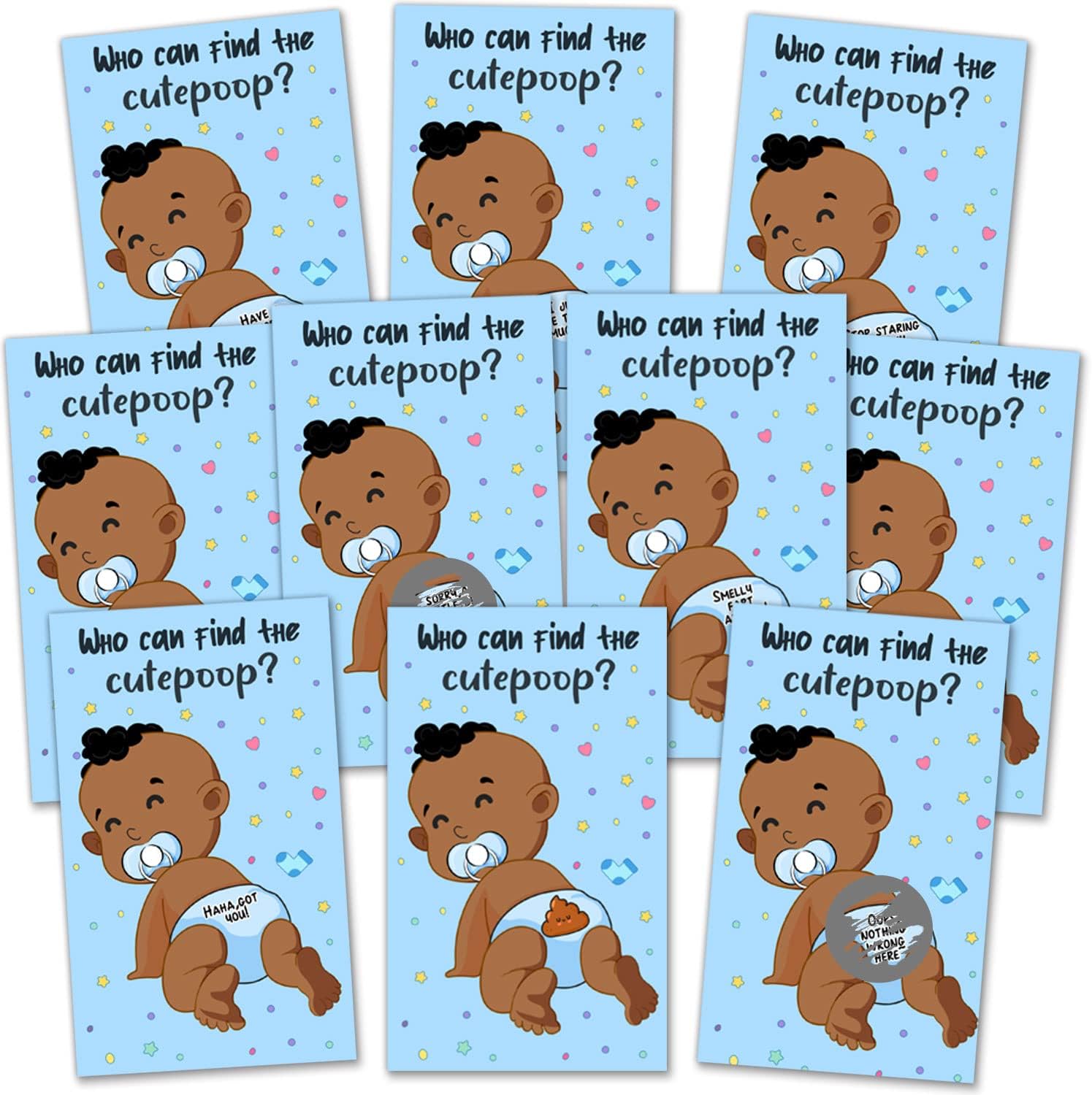 Amazon.com: 40 Baby Shower Scratch Off Game Cards, Boy African American ...