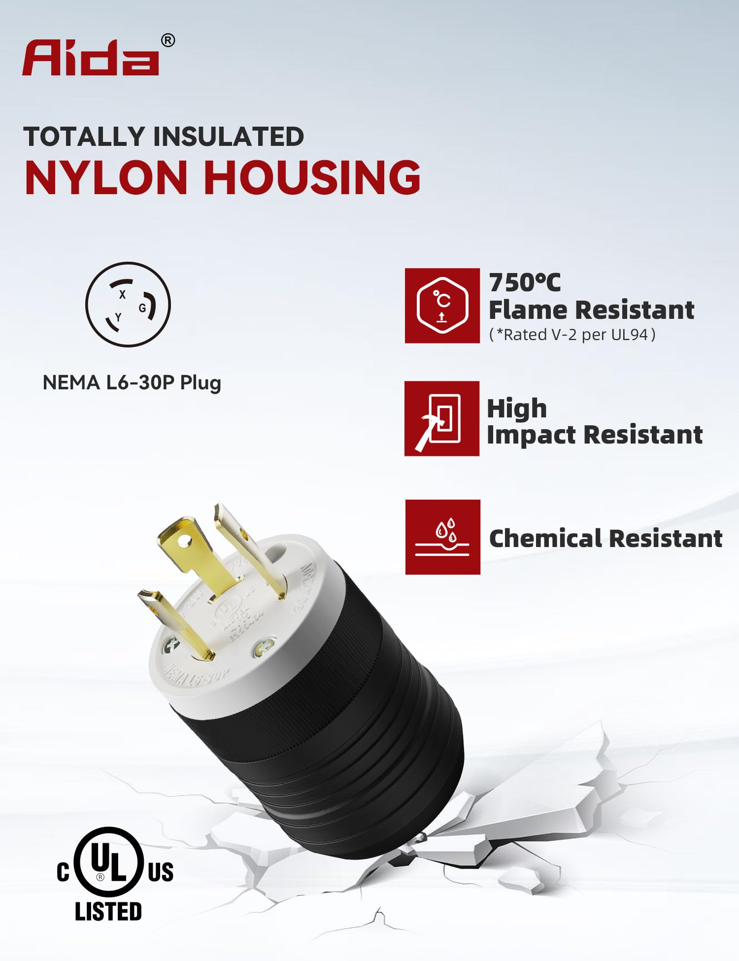 Snapklik.com : NEMA L6-30P Locking Plug, 30 Amp, 250 Volt, 2-Pole 3 ...