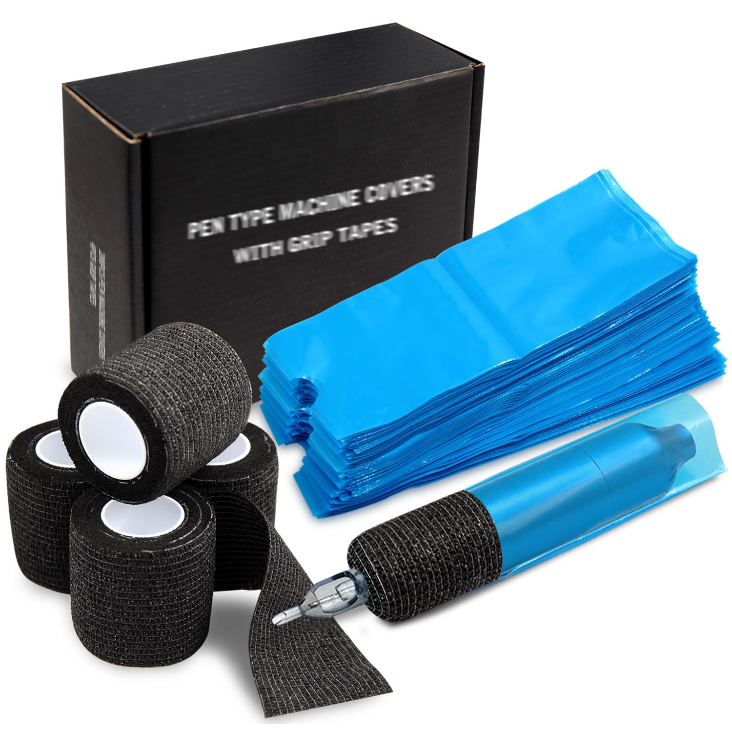 Amazon.com: Pen Machine Covers and Grip Tapes 200pcs Tattoo Machine ...