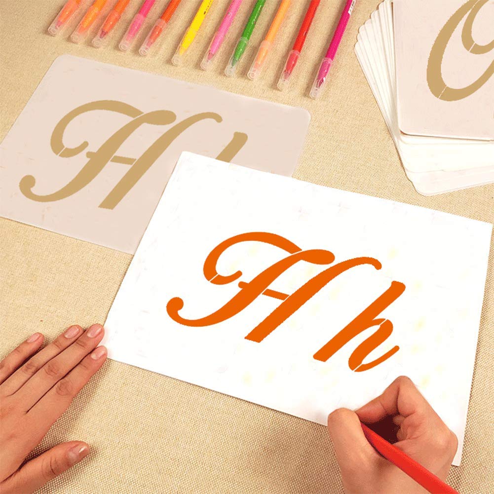 Letter Stencils for Painting on Wood, Reusable Plastic Art Alphabet ...