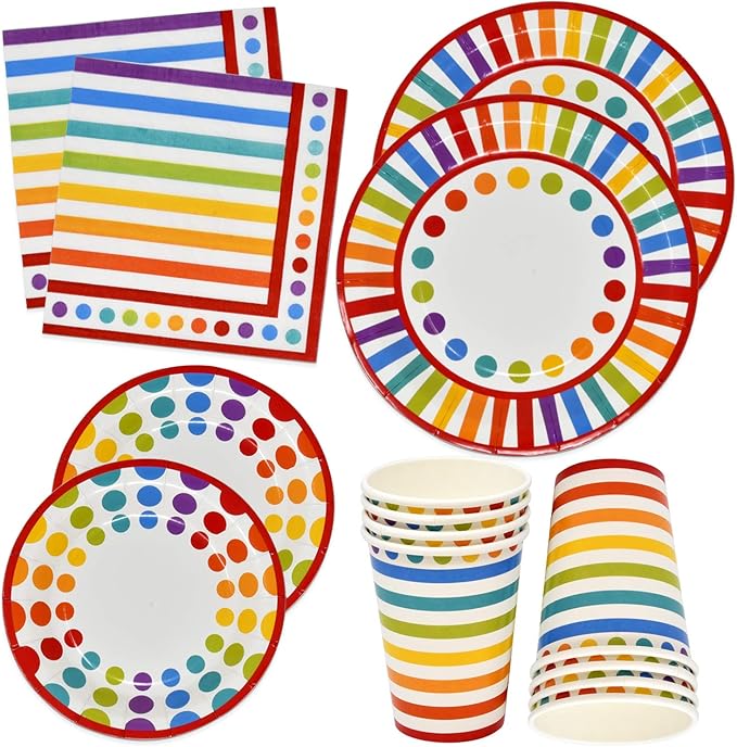 Amazon.com: Gift Boutique 150 Pcs Rainbow Party Supplies Set Paper ...