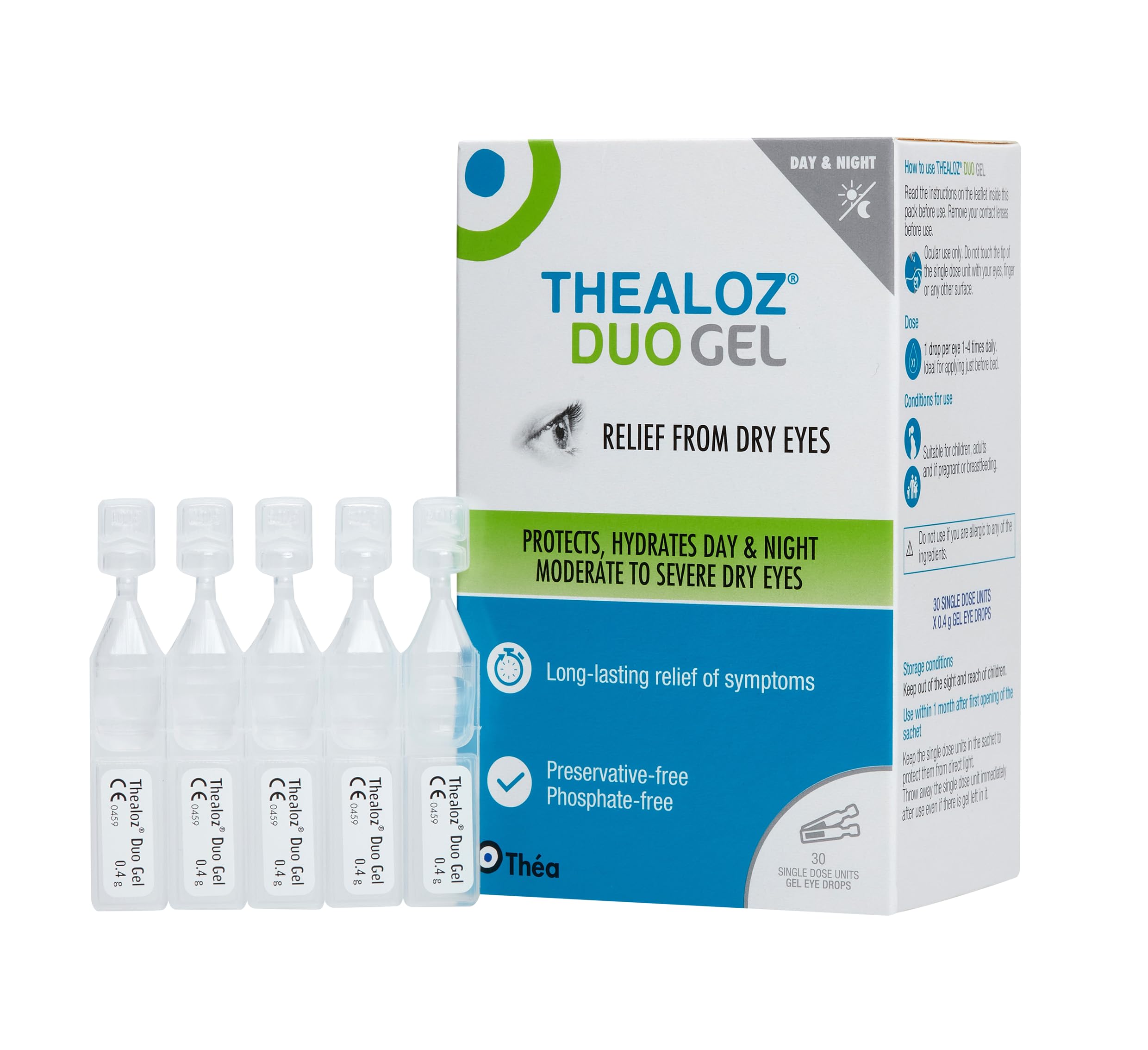 30 Thealoz Duo Gel (Single Dose Vials) Eye Drops - Long-Lasting Relief ...