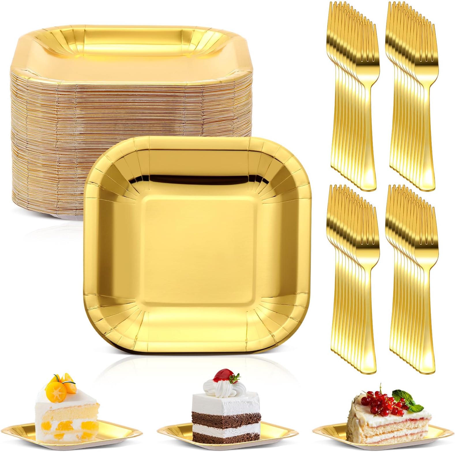 Amazon.com | Juvale Gold Paper Plates - 48-Pack Disposable 9-Inch ...