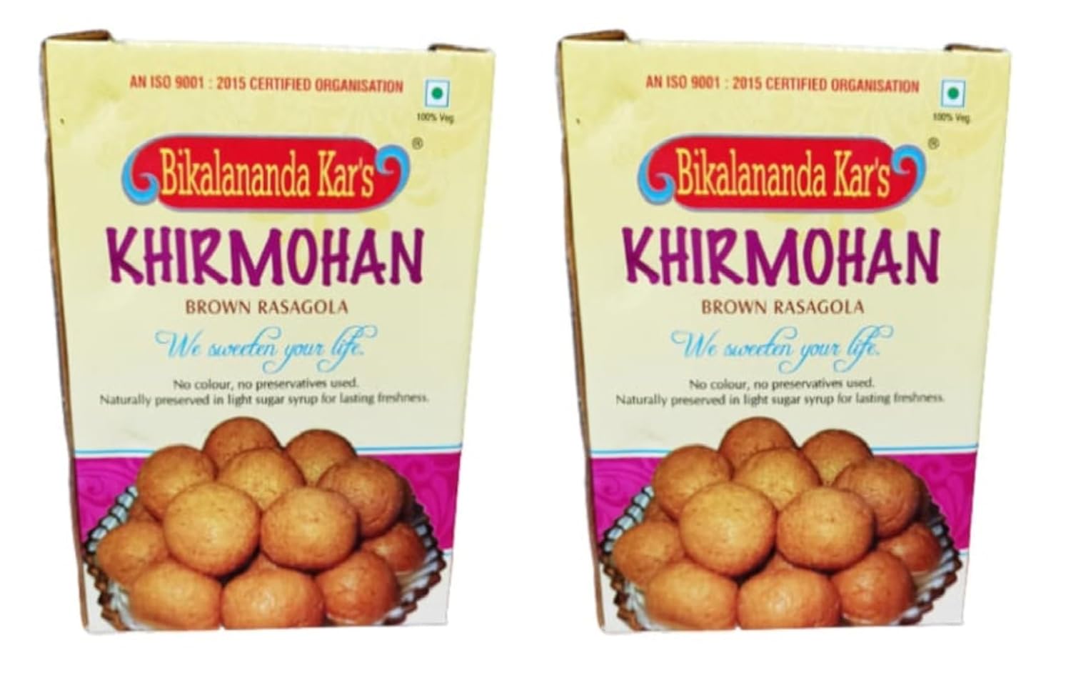 Bikalananda Kar's Oriya Sweets Khirmohan 2kg =(PACK OF2*1 KG)- Indian ...
