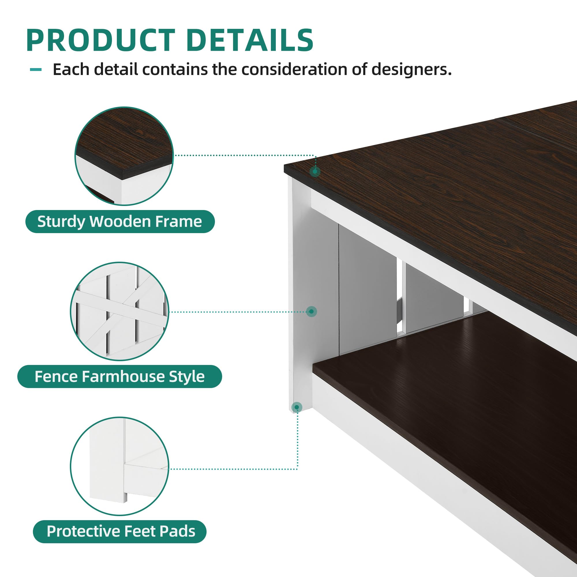 Snapklik.com : YITAHOME Farmhouse Coffee Table