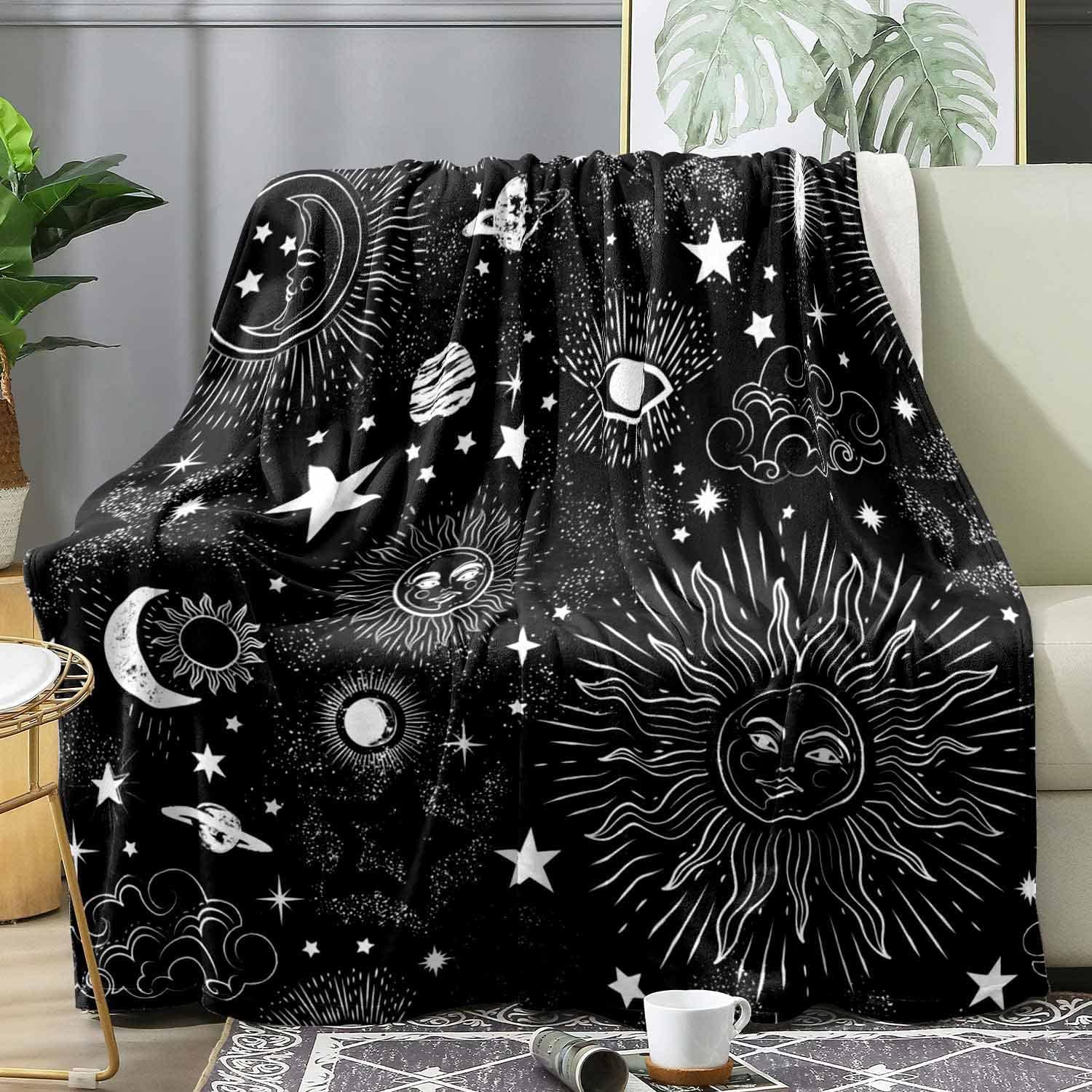 Amazon.com: LUVIVIHOME Sun and Moon Throw Blanket, Galaxy Starry Sky ...