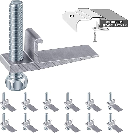 Dreyoo 12 Pack Drop in Sink Mounting Clips, Sink Clips for J Channel ...