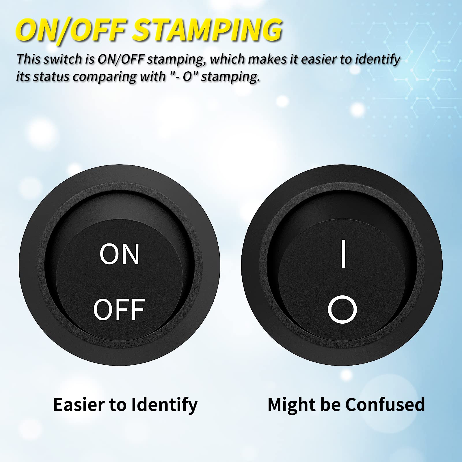 Snapklik.com : Joinfworld On Off Switch 12V Round Rocker Switch 12 Volt ...