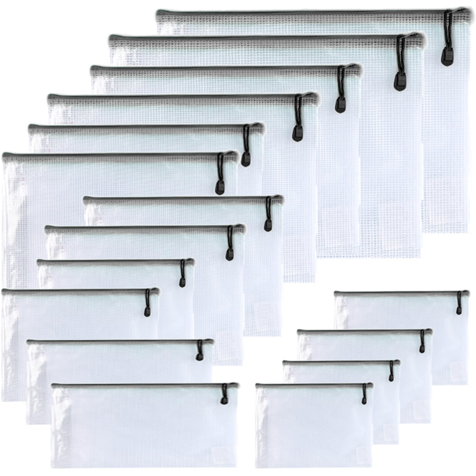 Amazon.com: Oaimyy-8 Sizes 16 Pcs Plastic Mesh Zipper Pouch Document ...