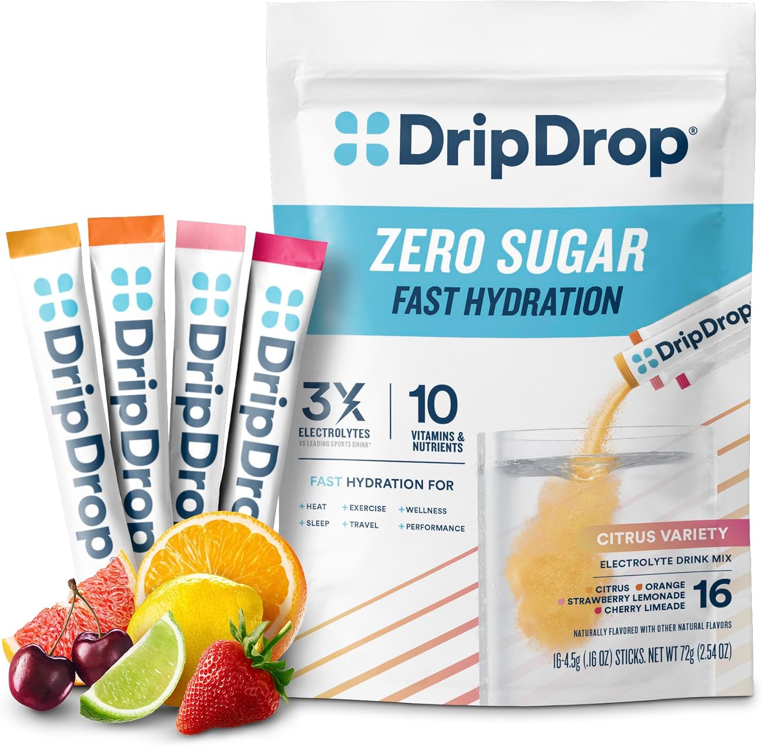 Amazon.com: DripDrop Sugar Free Hydration Packets - Zero Citrus Variety Pack - Single Serve ...
