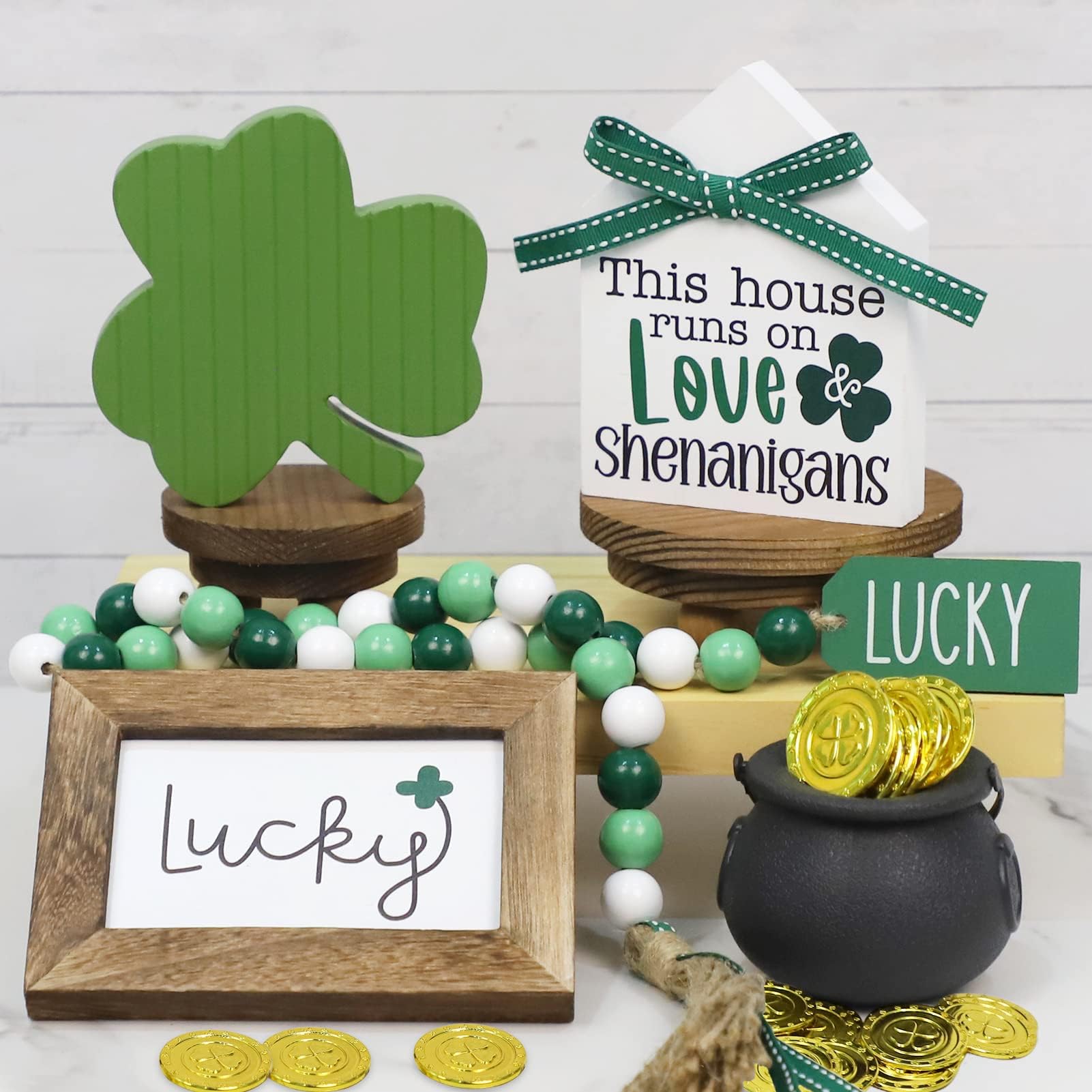 Amazon.com: Treory St Patricks Day Decorations Tiered Tray Decor 5pcs ...
