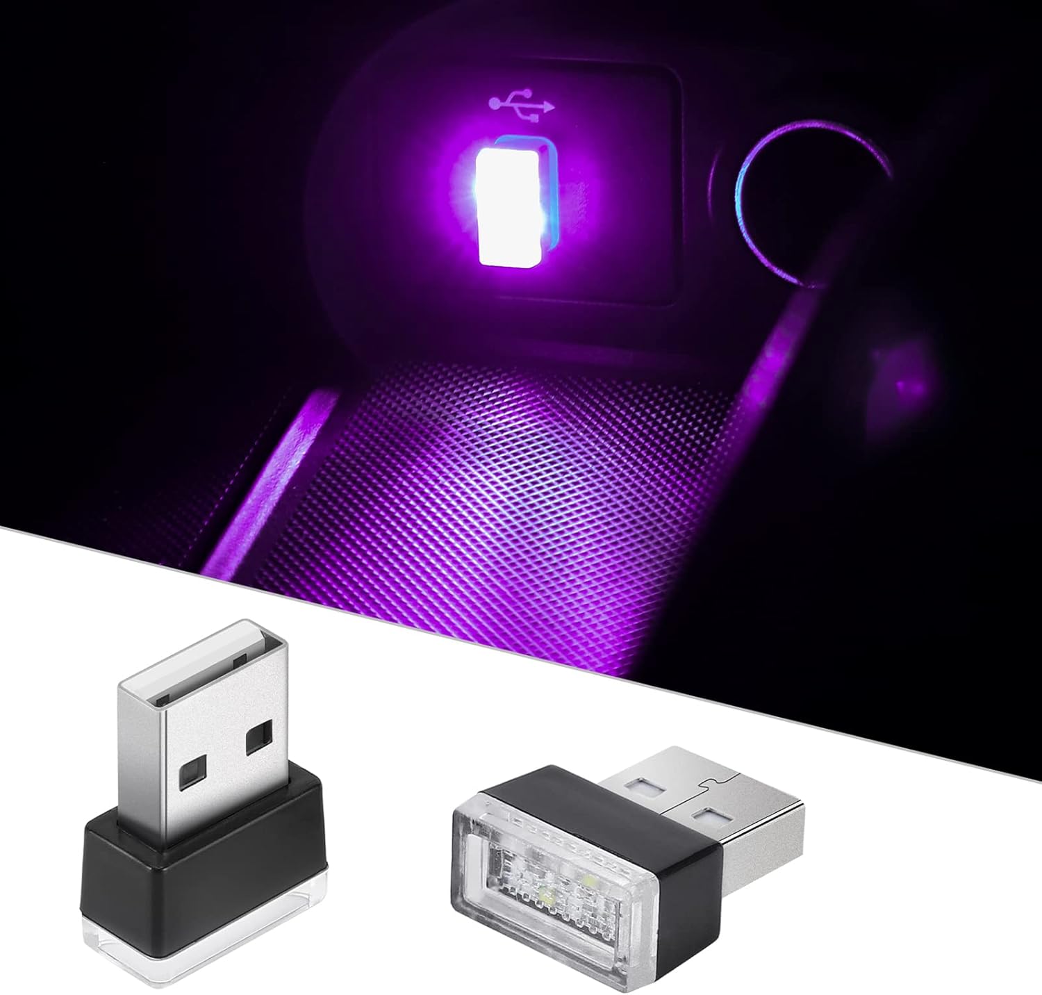 Amazon.com: 2 PCS USB LED Car Interior Night Light Atmosphere Lamp Mini ...