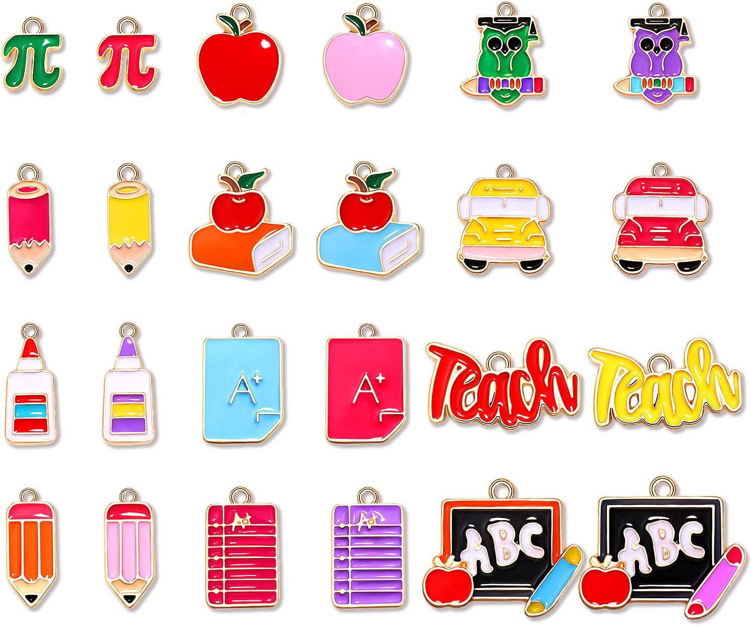 Amazon.com: 24PCS School Teacher Charms for Jewelry Making, Colorful ...