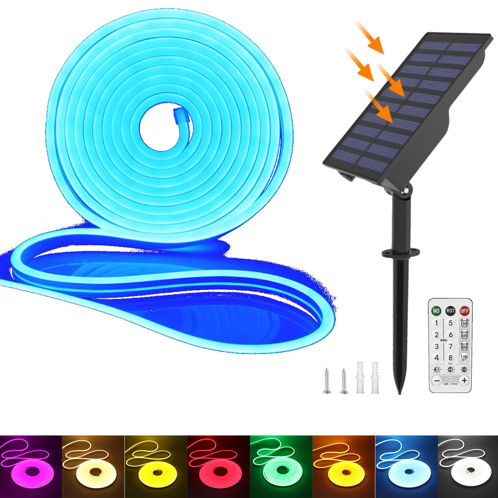 Amazon.com: Solar Powered 24V Neon LED Strip, 2835 120 LEDs/m IP65 ...