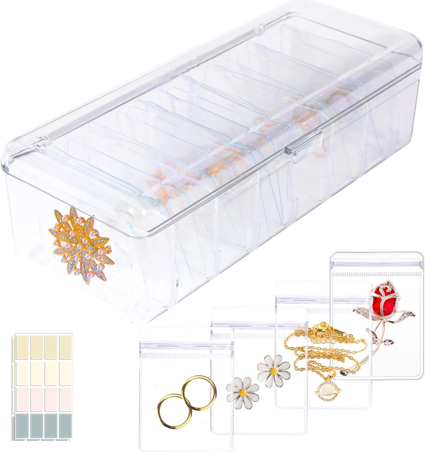 Amazon.com: Acrylic Jewelry Box Organizer with 20 Portable Anti Tarnish ...