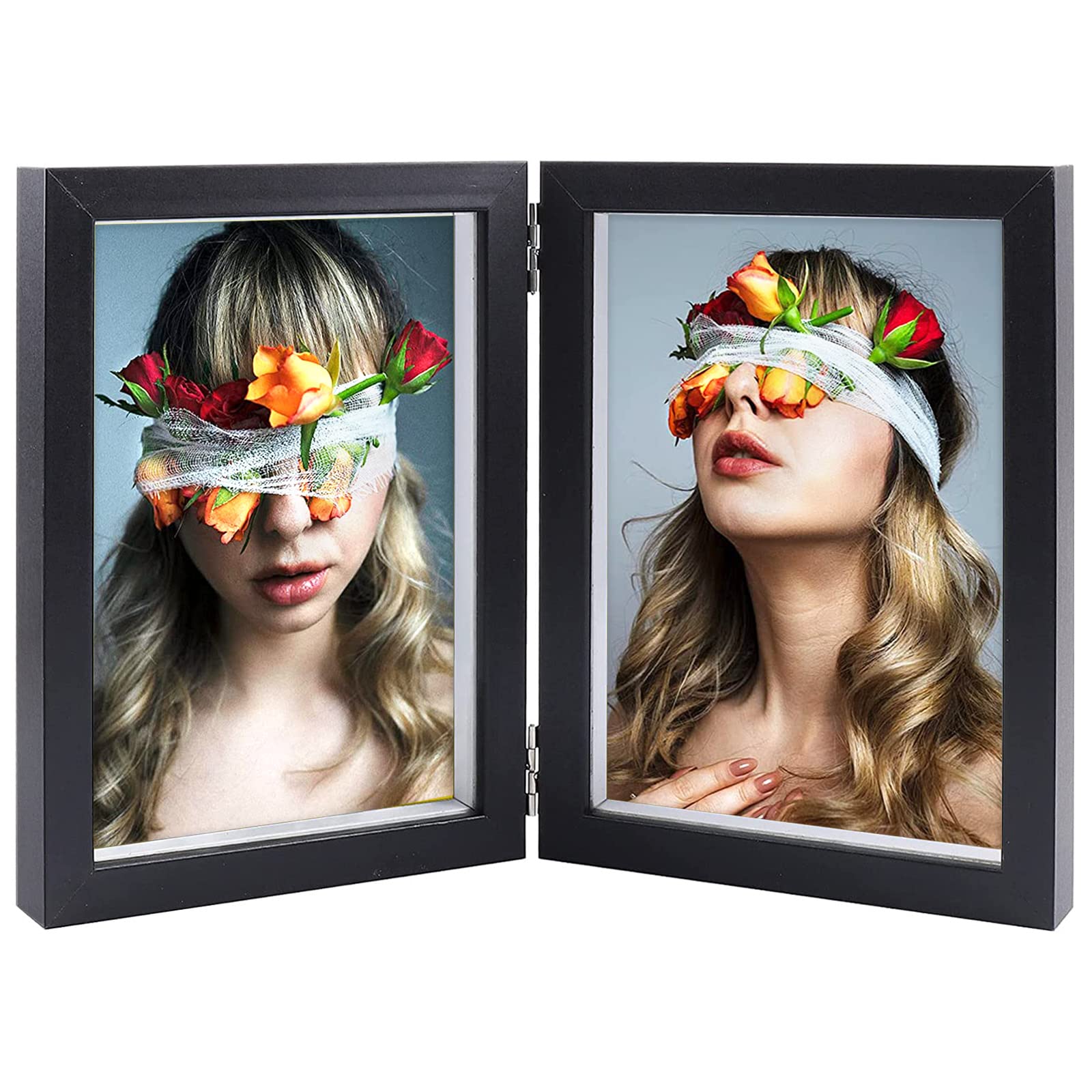 Aveax Double 5x7 Picture Frame Black Wood Photo Frame Shadow ...