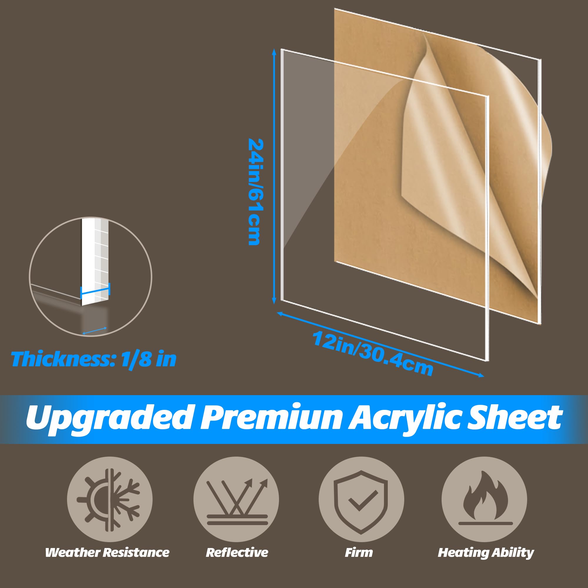 Snapklik.com : 12x24 Plexiglass Sheets, 1/8 Inch Thick, 2-Pack Clear ...