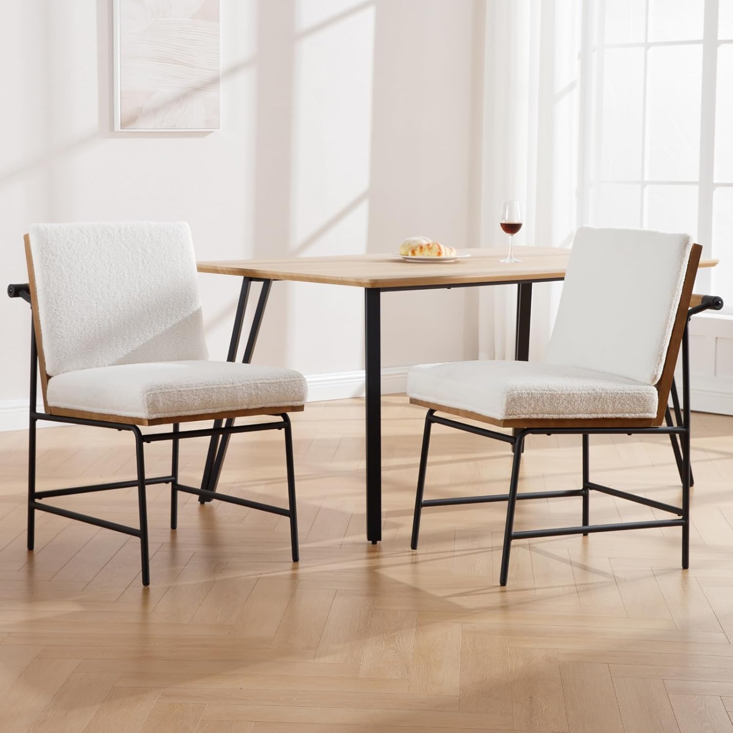 Amazon.com - LukeAlon Mid Century Sherpa Dining Chairs Set of 2 ...