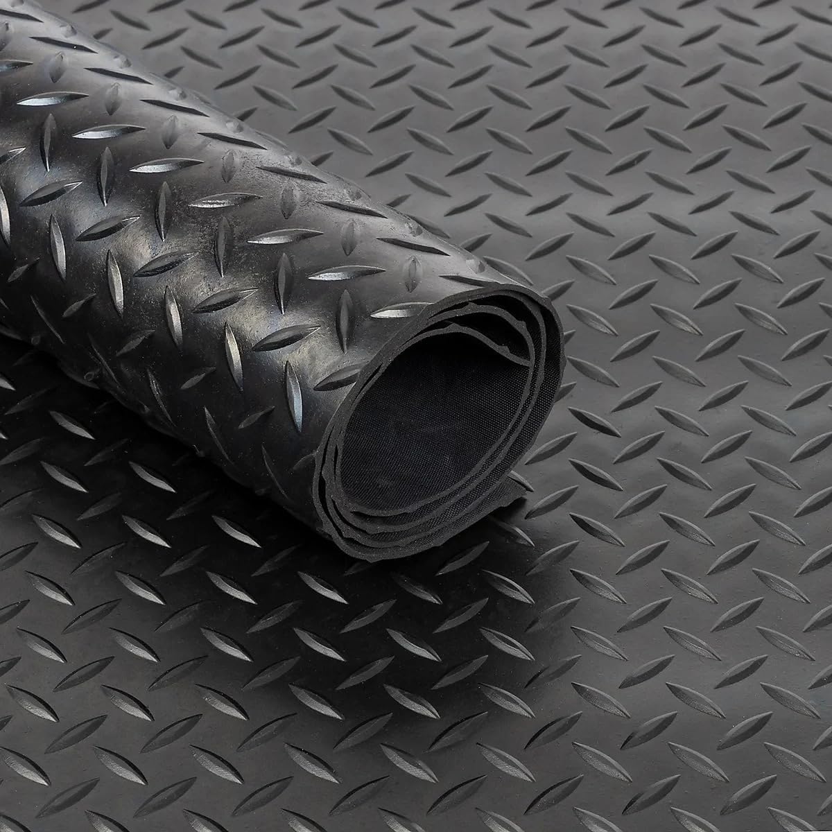 Checker Rubber Mat for Garage, Camper Van, Equine Flooring - Non Slip ...