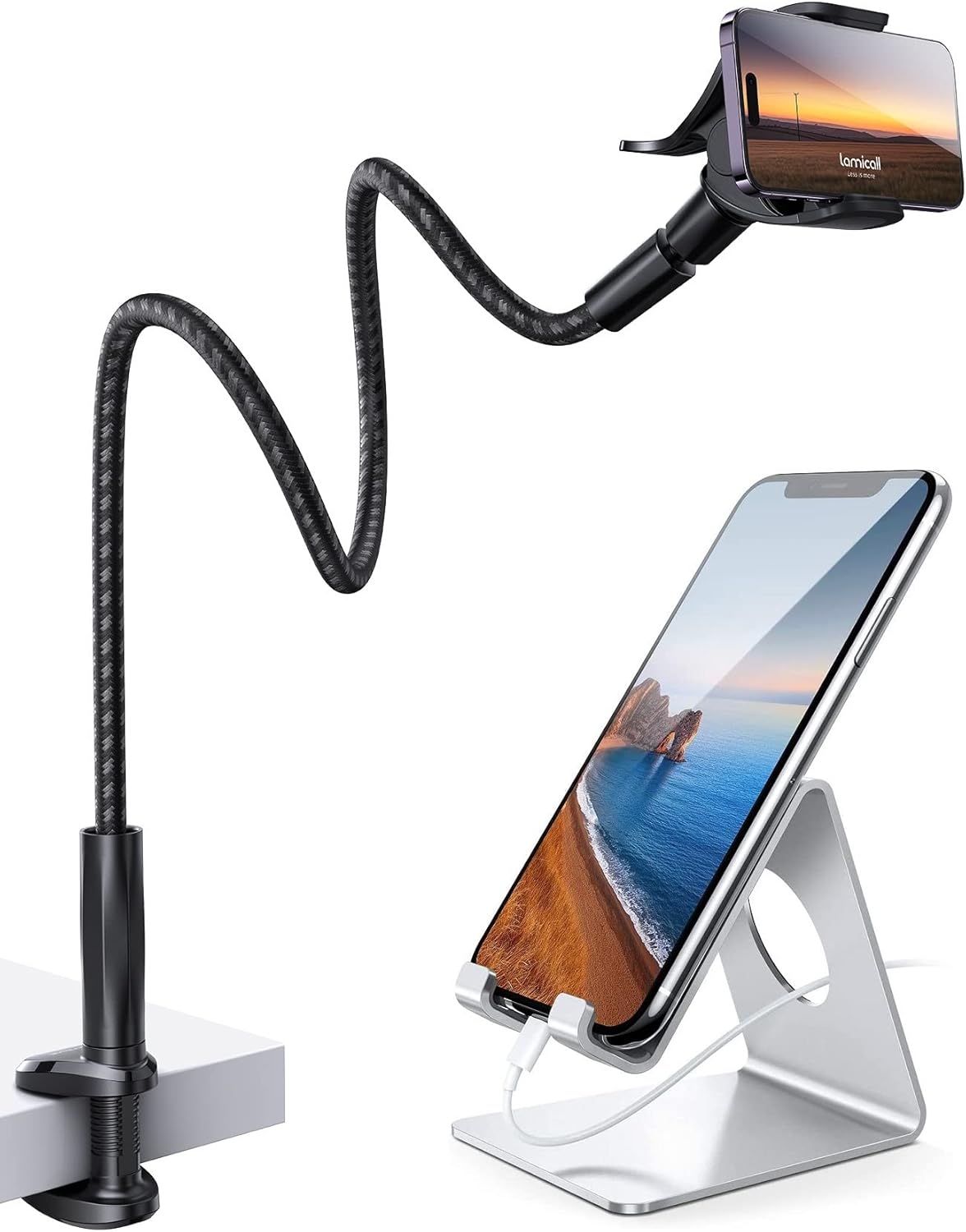 Amazon.com: Lamicall Newest Nylon Braided Flexible Arm Gooseneck Phone ...