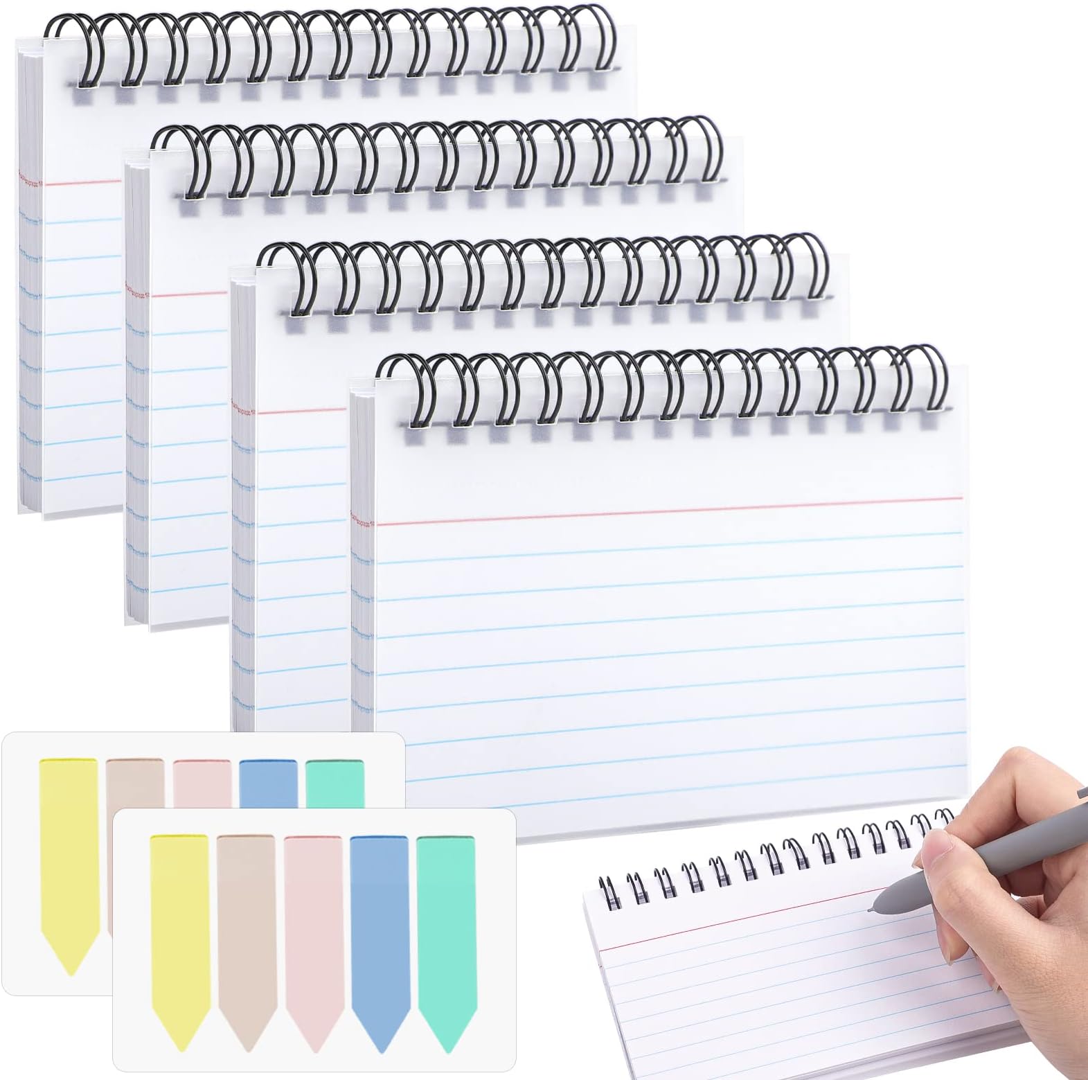 Revision Cards, 200 Sheets Lined Flash Cards Spiral-Bound, Index Cards ...