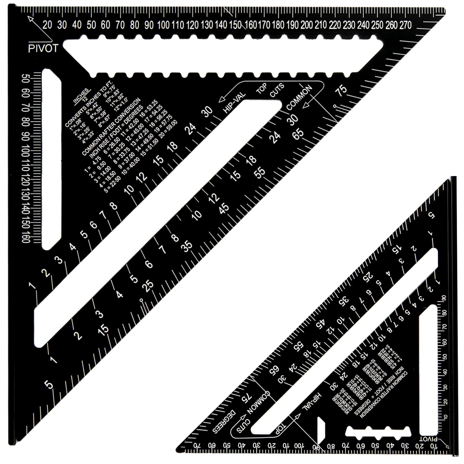 YOUNTHYE 2PCS Speed Square, 12 inch & 7 inch Carpenters Square Metric ...