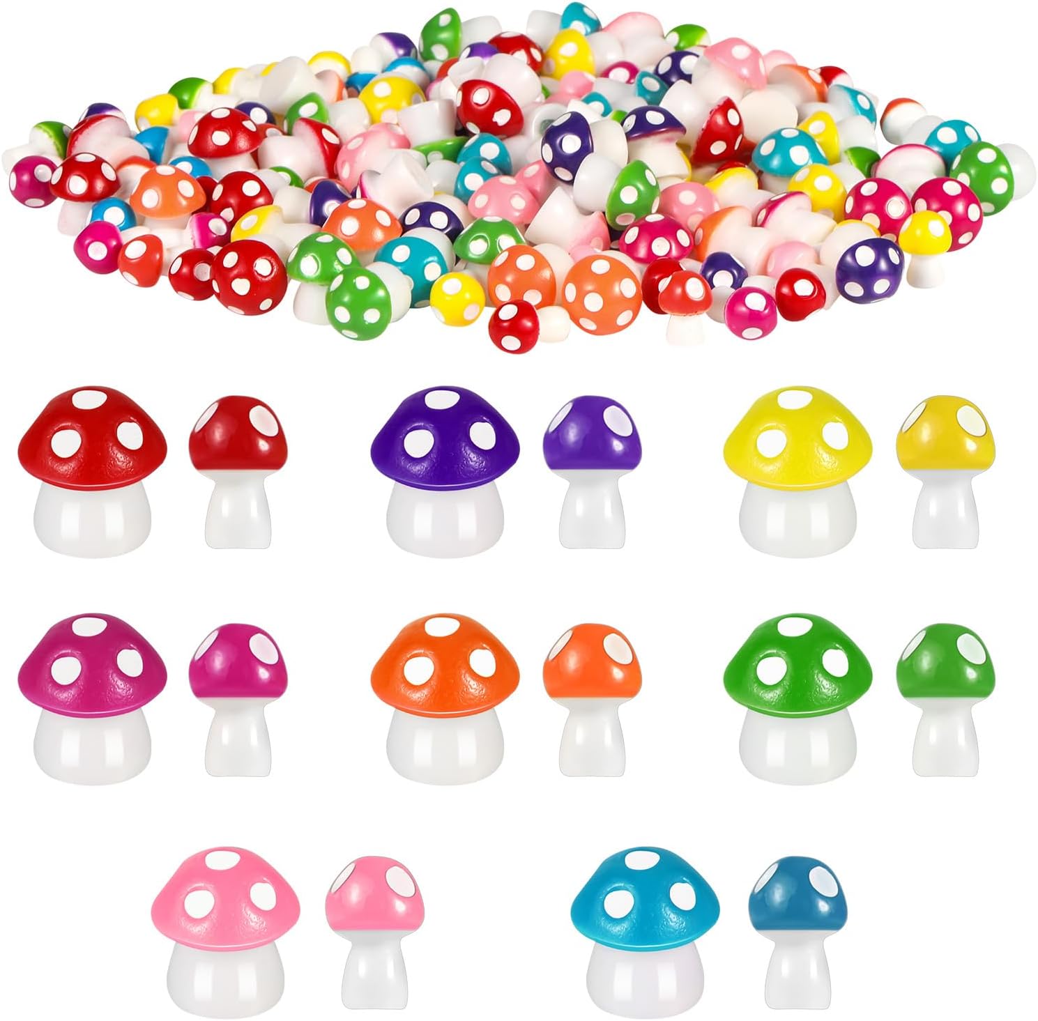 Amazon.com: Wedding Pails 160 Pcs Mini Resin Mushroom Set, Bulk Tiny ...