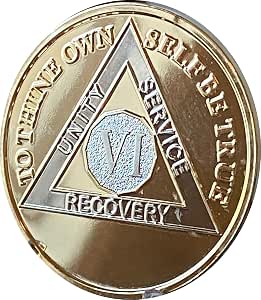 Amazon.com: 6 Year AA Medallion Large 1.5" 39mm Bi-Plate Sobriety Chip ...