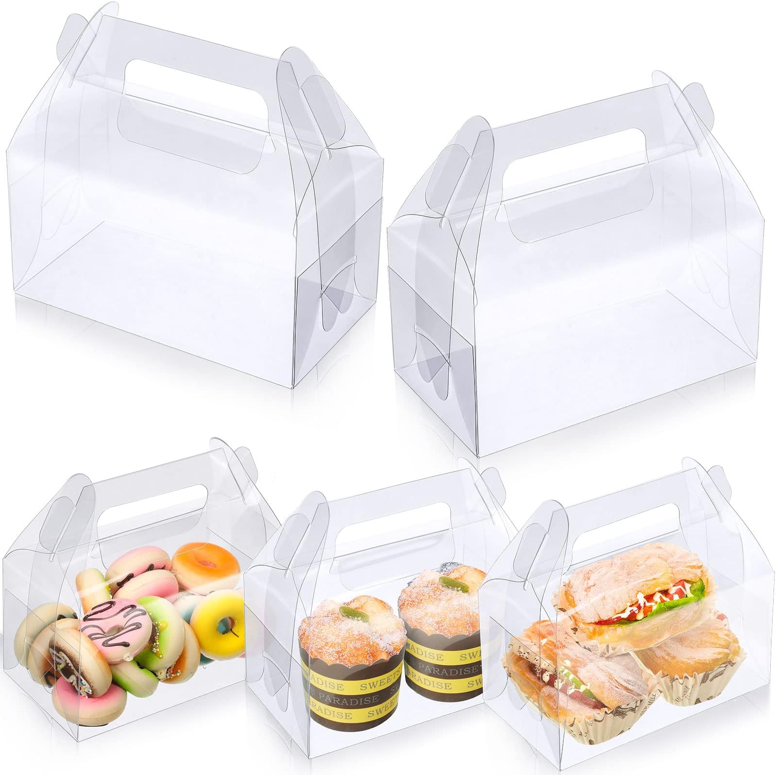 Amazon.com: Handepo 25 Pack Clear Gable Bakery Gift Boxes with ...