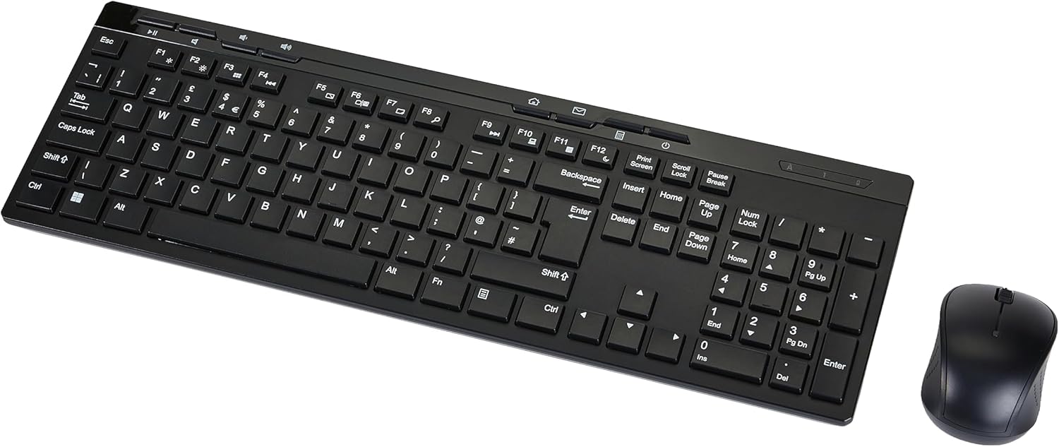 Amazon Basics ‎MD023 Full-Sized Wireless Keyboard and Mouse Combo, 2.4 GHz USB Receiver, UK ...