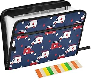 Amazon.com : White Red Fire Trucks Expanding File Folder Transport Car ...