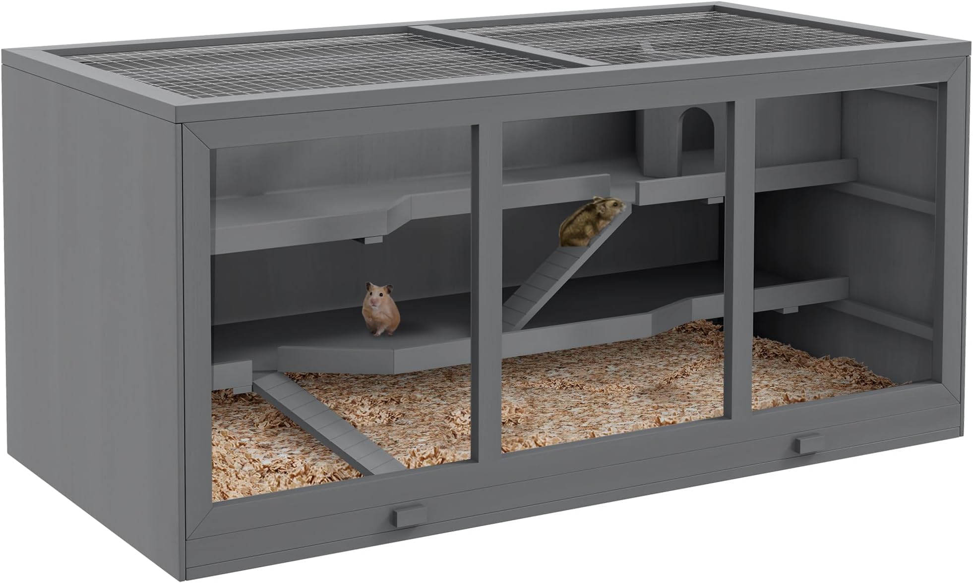 Amazon.com : PawHut Extra Large Wooden Hamster Cage, Gerbil Cage, and ...