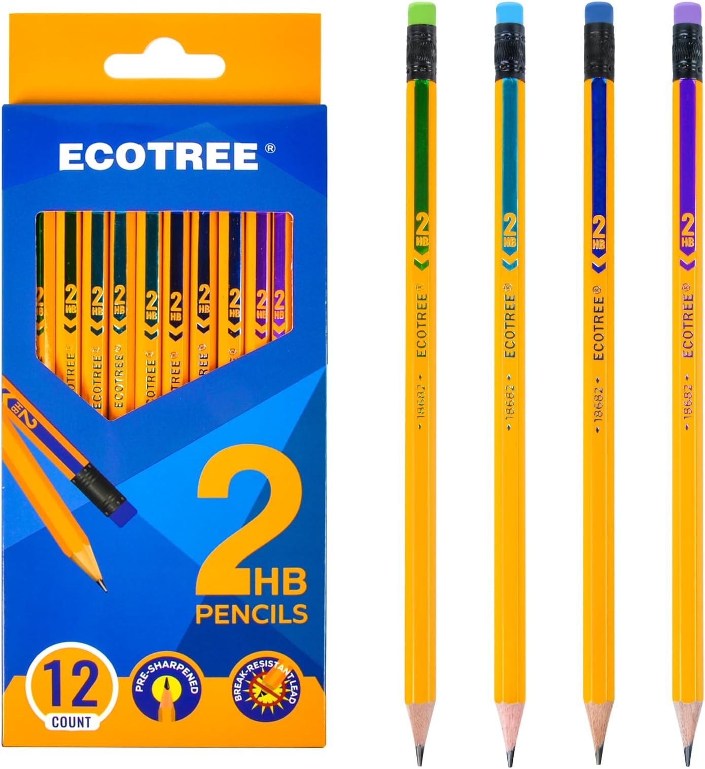 Amazon.com : ECOTREE Pencils #2 Wood-Cased HB Pencils, Pre-sharpened ...