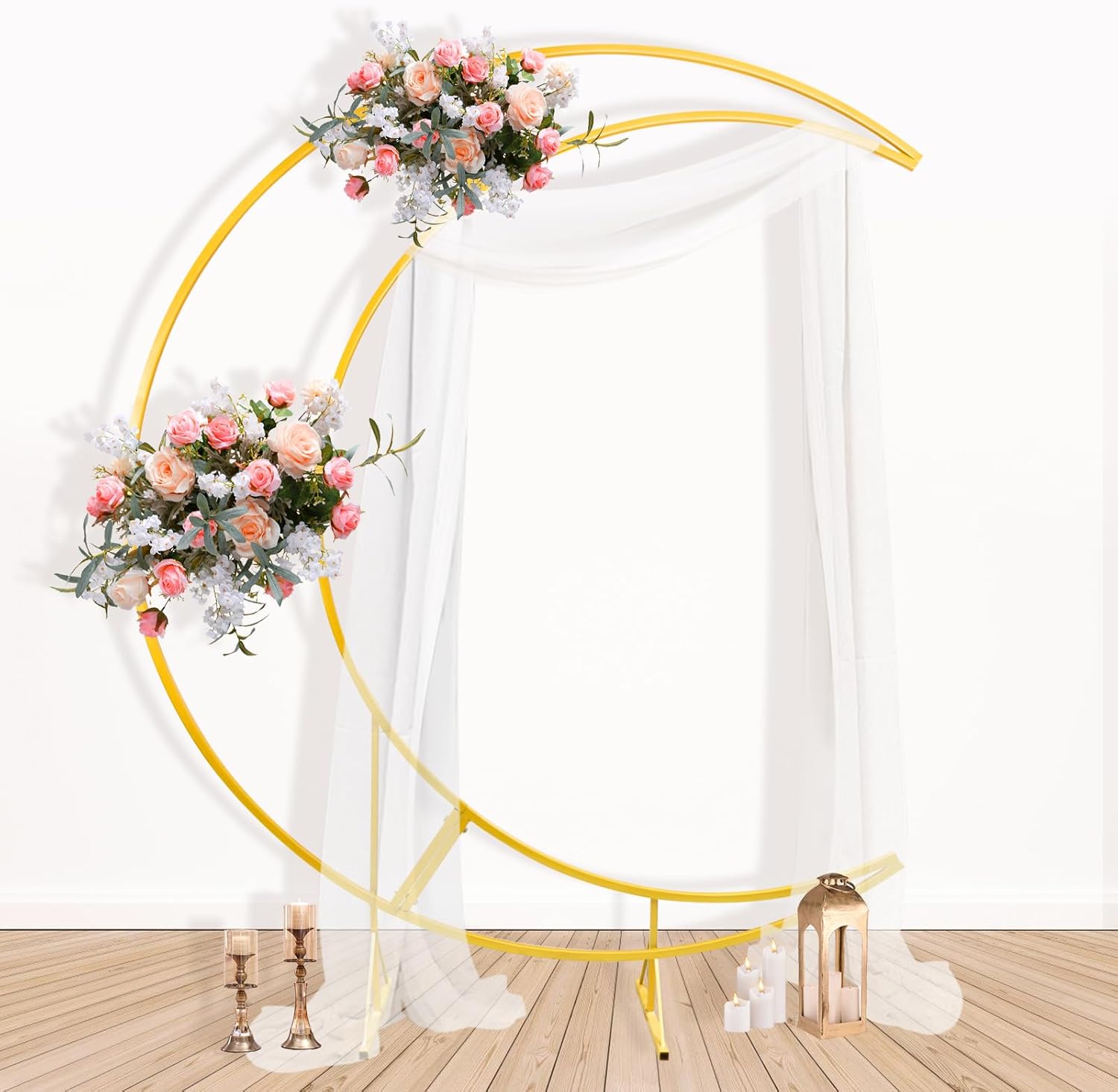 Amazon.com : Teabelle Crescent Moon Wedding Arch Gold Backdrop Stand, 7 ...