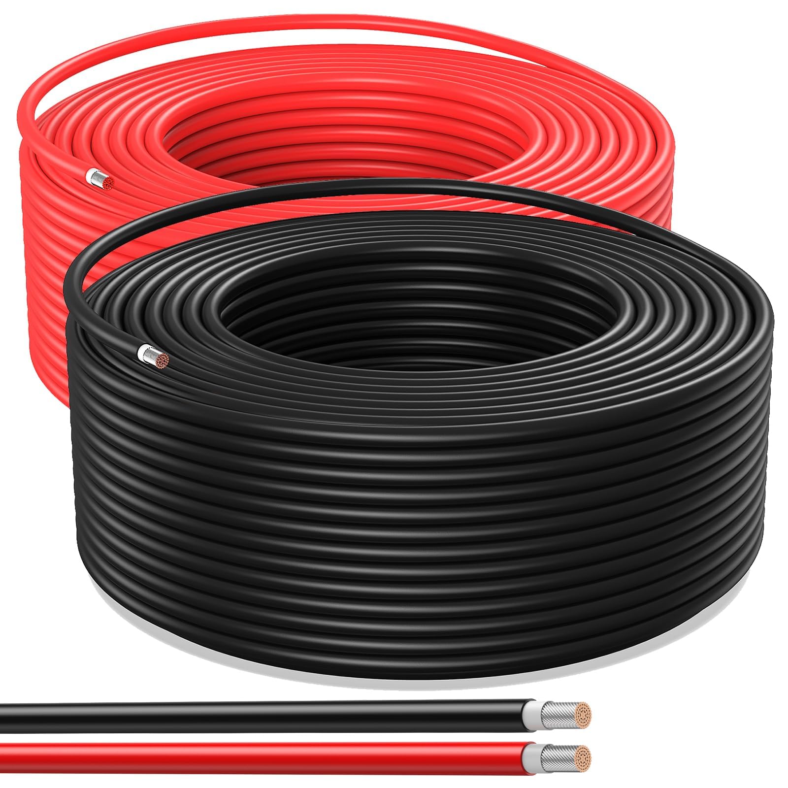 Amazon.com: Solar Panel Wire 50Ft Black and 50Ft Red Kit, Bateria Power ...