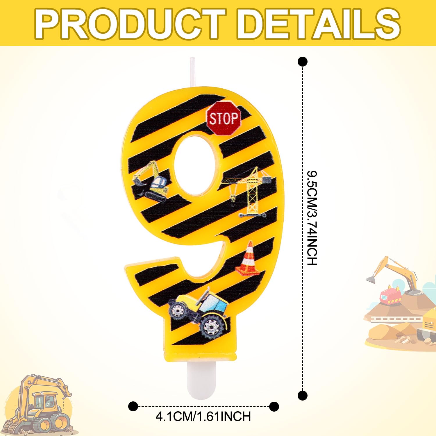 Snapklik.com : Construction Birthday Candle, Happy Birthday Candles ...