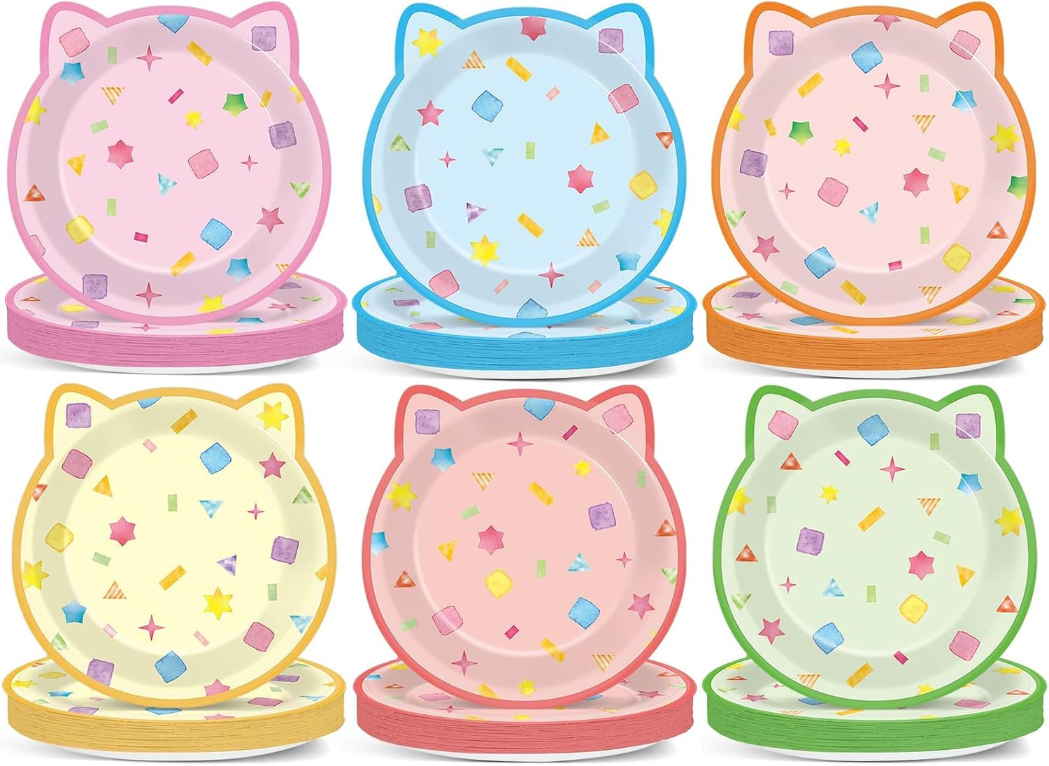 Amazon.com: 48Pcs Cat House Party Paper Plates Kitten Shaped Disposable ...