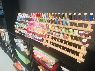 Amazon.com: HAITRAL 60-Spool Sewing Thread Rack, Wooden Embroidery ...