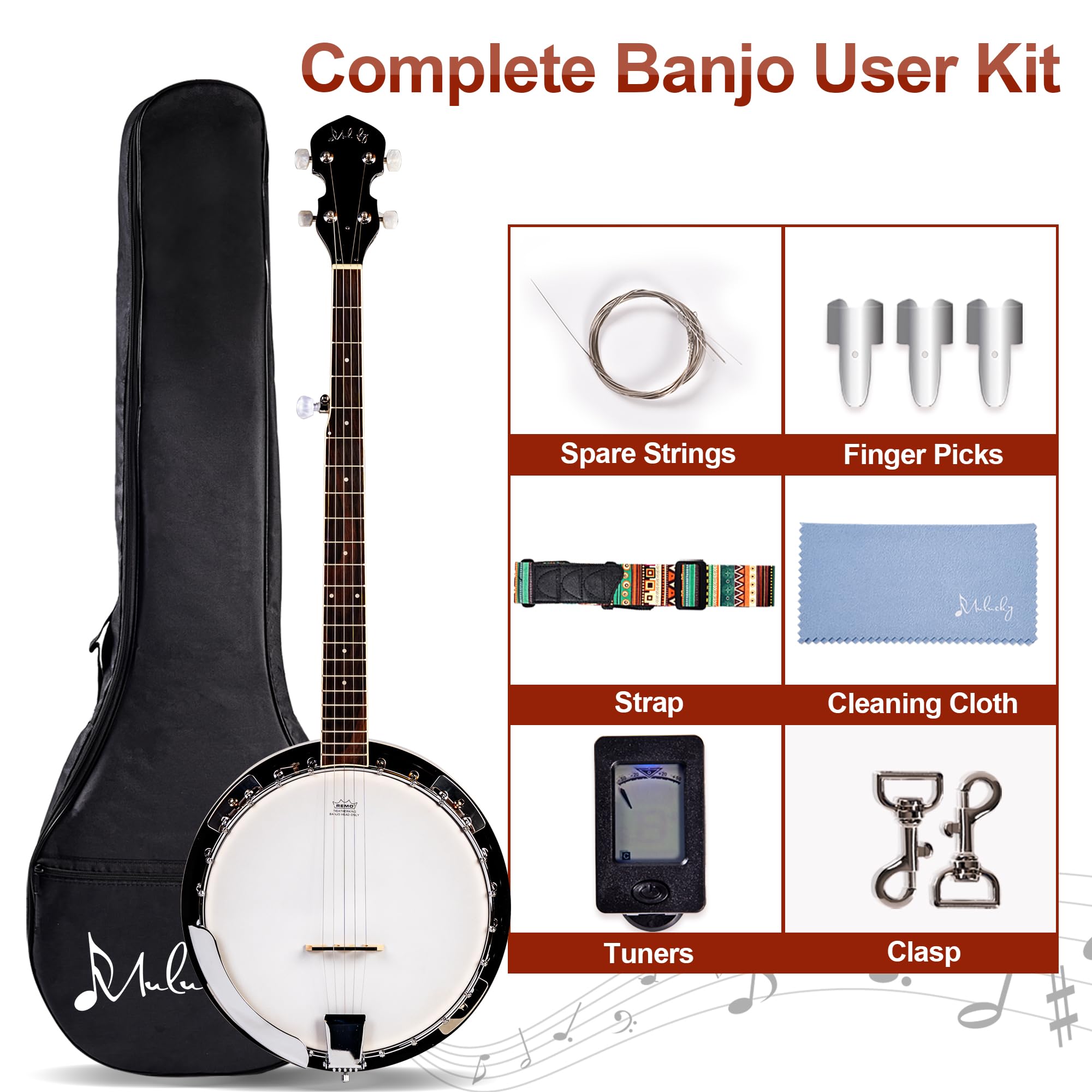 Snapklik.com : Mulucky 5 String Banjo - Full Size