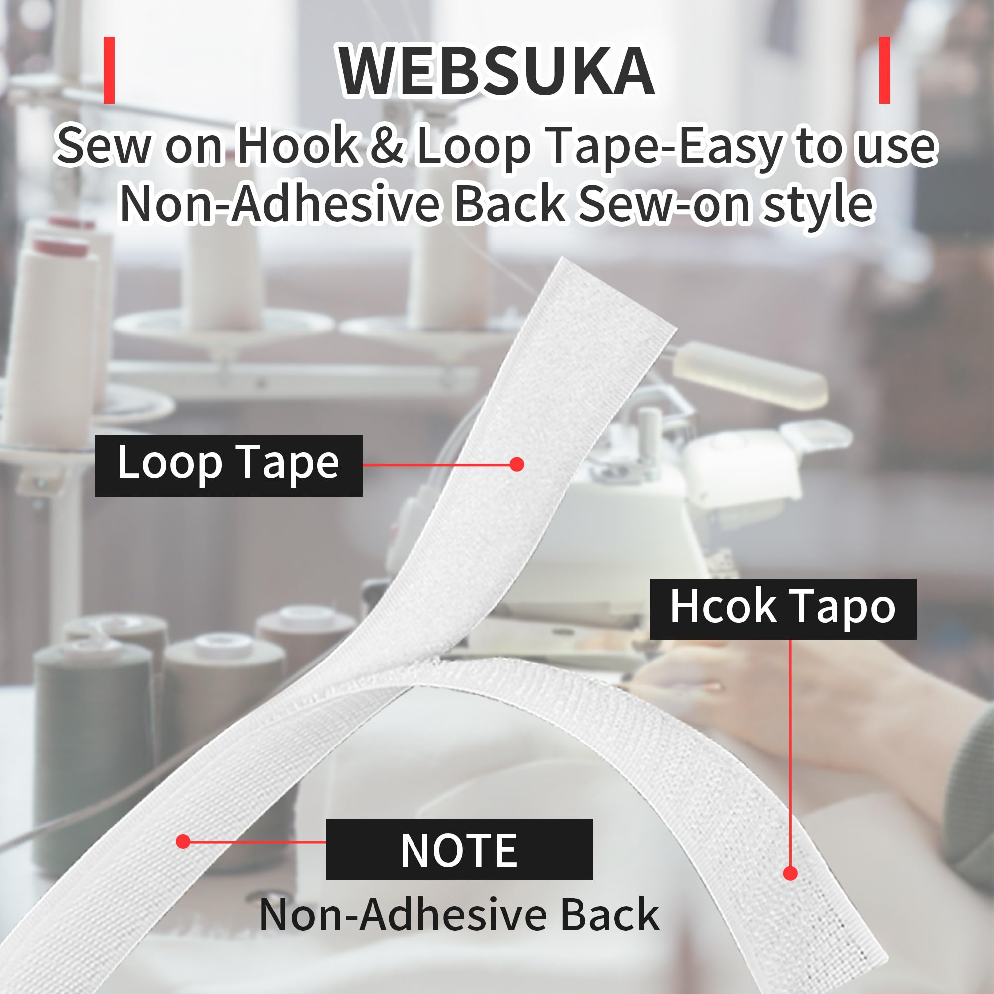 Snapklik.com : 1"x 27Yards Sew On Hook And Loop Tape, Non-Adhesive ...